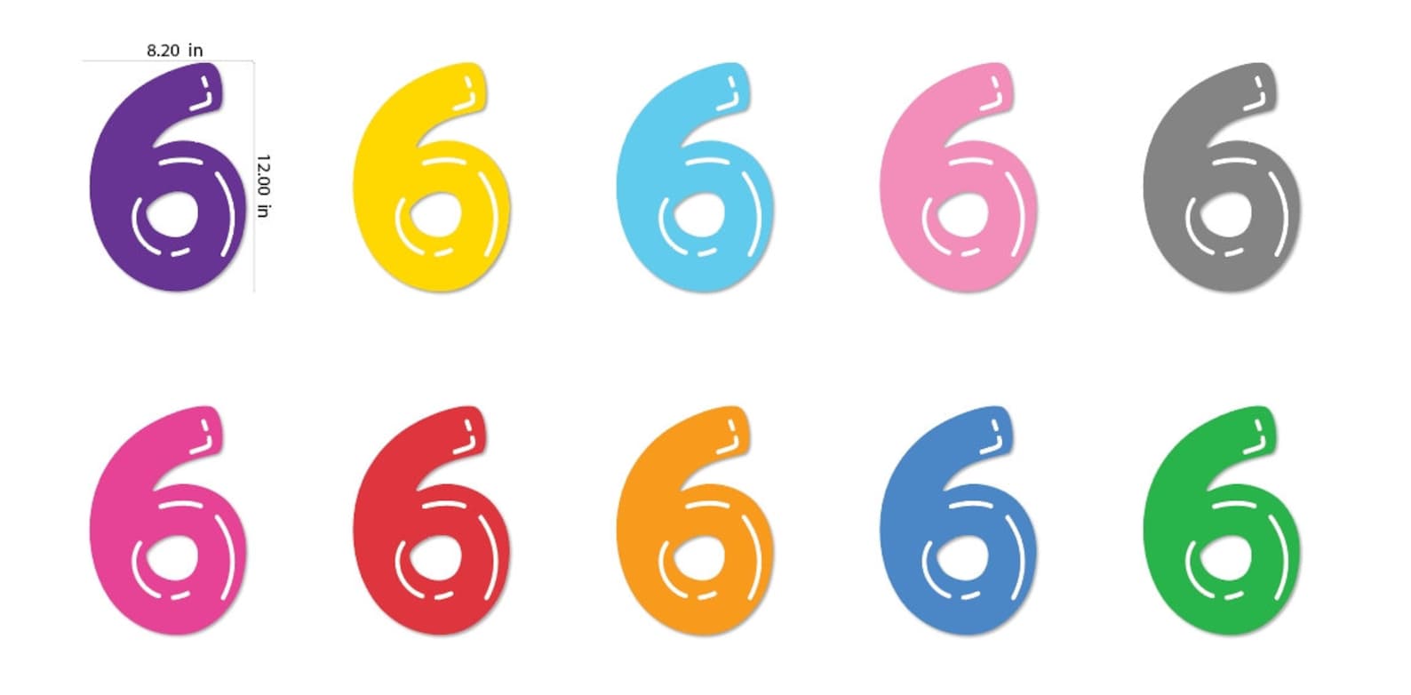 Number Six Peel and Stick Floor Decals Set of 6 12 6 - Etsy