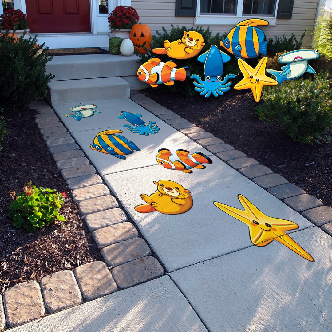 Ocean Animals Textured Floor Decals • Set of 6 • Social Distancing ...