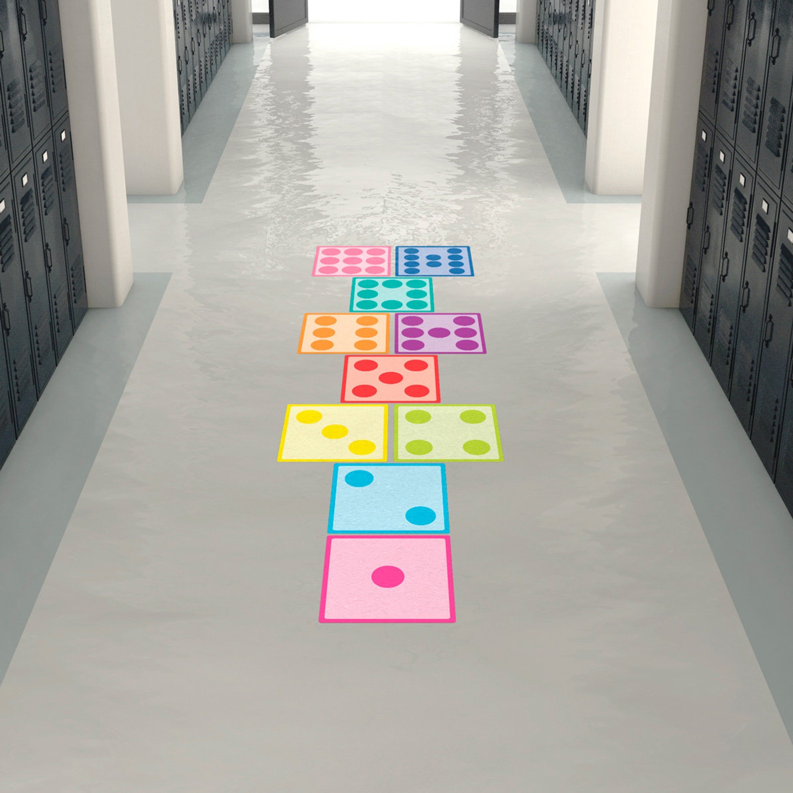 Rainbow Dice Hopscotch Sensory Path Set of 10 School Stickers Removable ...