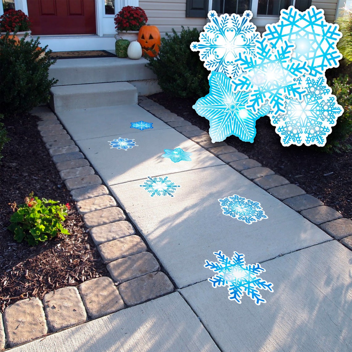 Frozen Party Textured Peel and Stick Floor Decals • Snowflake Sidewalk ...