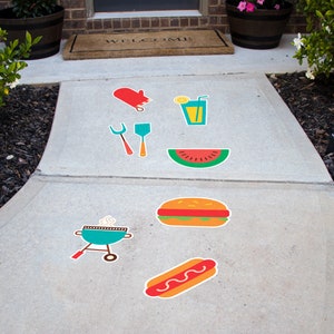 Cookout Party Floor Decals • Set of 8 • Backyard BBQ Party Decorations ...