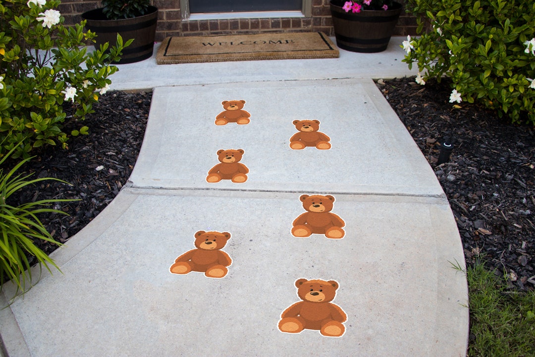 Teddy Bear Floor Decals • 12" Wide Removable Sidewalk Vinyl Stickers ...