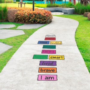 Affirmation Hopscotch Sensory Path • Set of 11 School Stickers ...