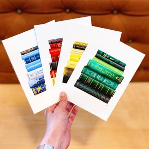 SET OF 4 or 5 Wizard House Book Stack Print Set Bookish Wall Art Gifts ...