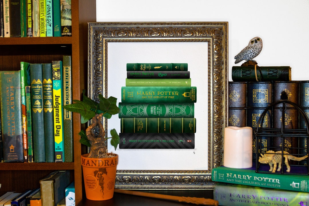 Wizard Snake House Book Stack Poster | Book Lovers Wall Art | Gifts for ...