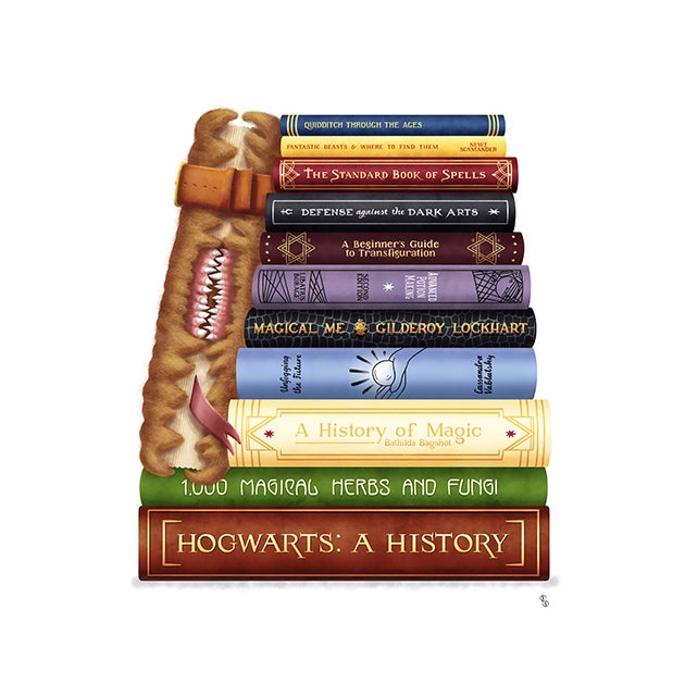 Wizard School Textbooks Book Stack Poster | Book Lovers Wall Art ...