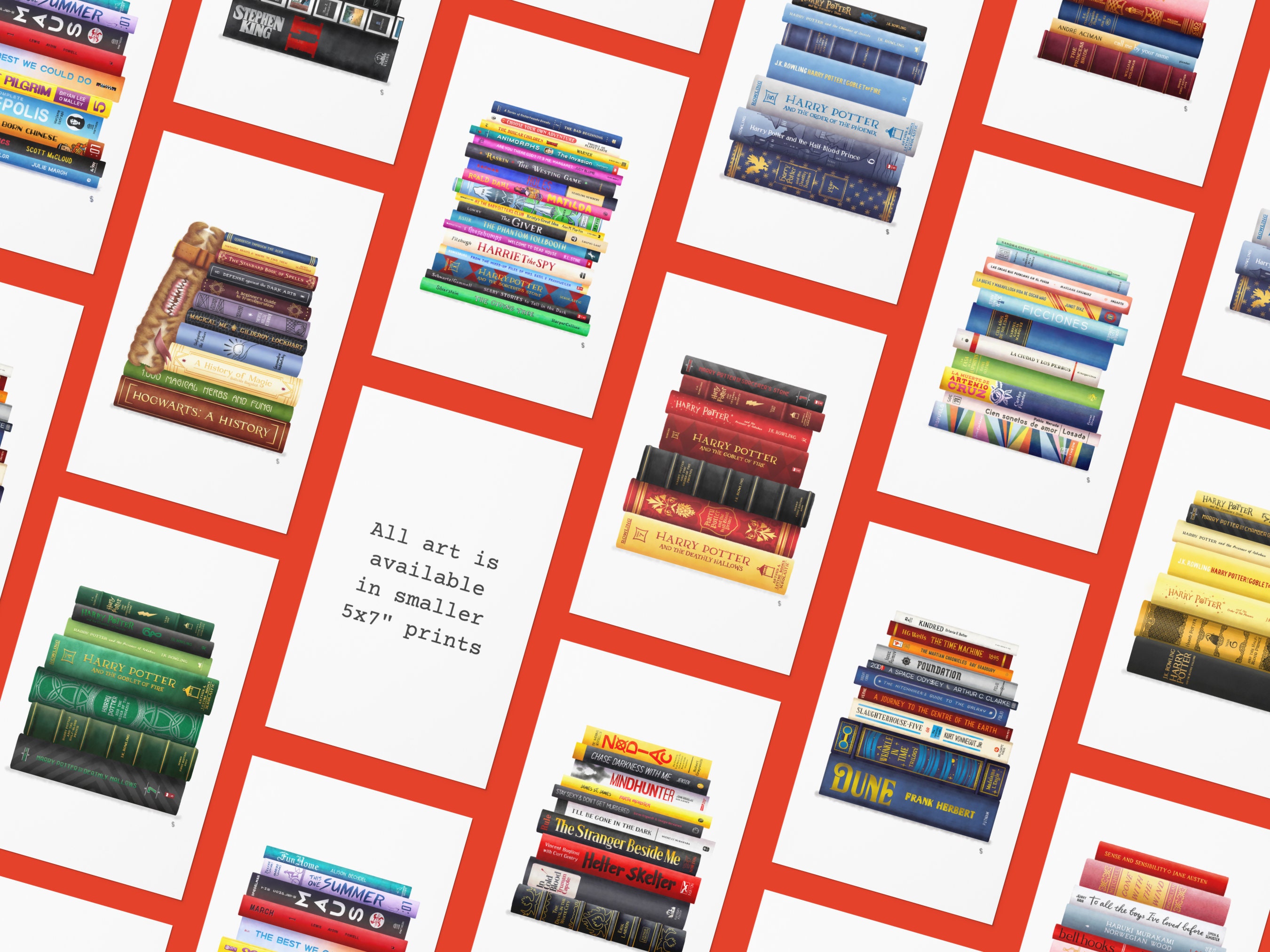 Love Story Book Stack Art Print Romance Novel Gifts for Readers ...