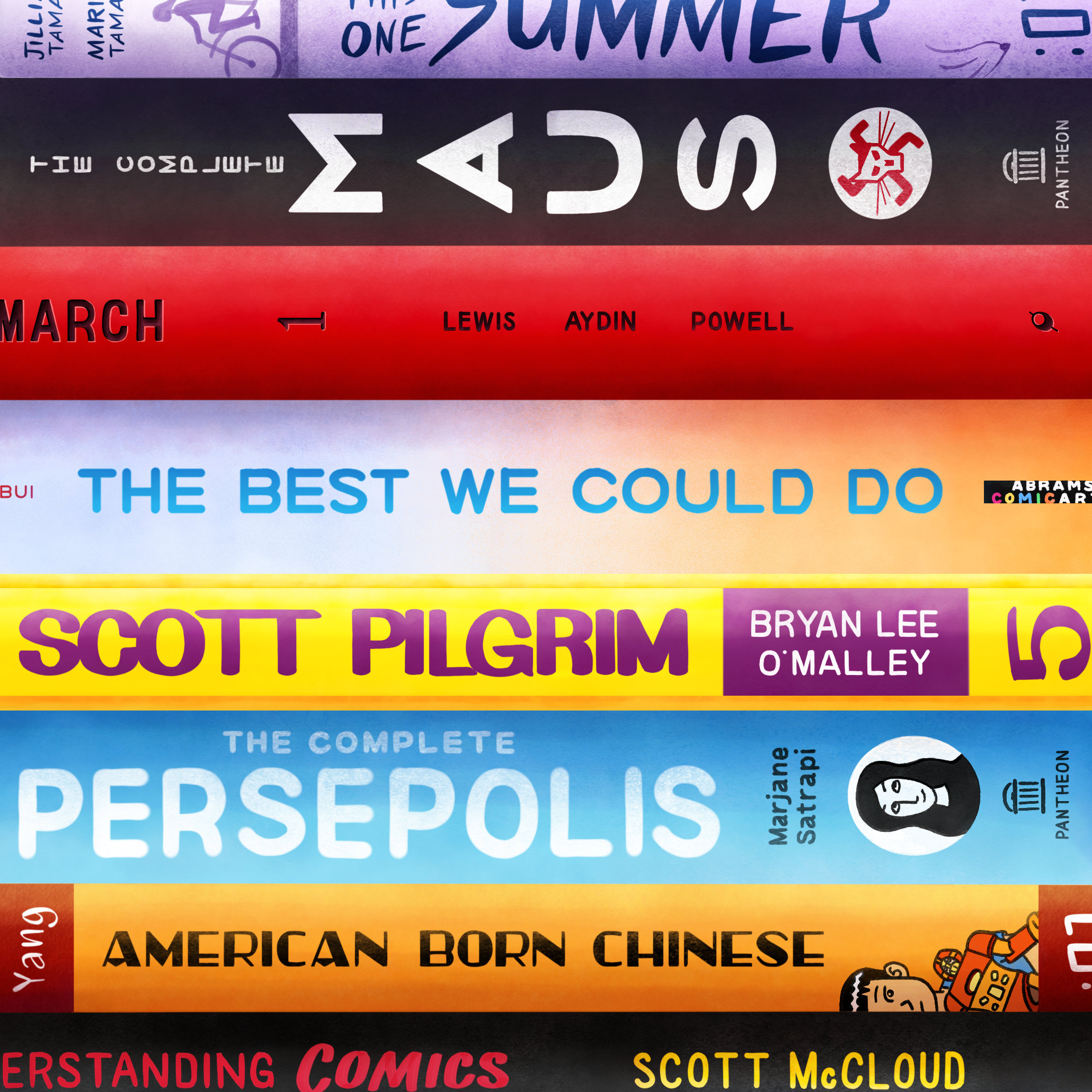 Graphic Novels Book Stack Art Print | Comic Book Art | Literary Poster ...