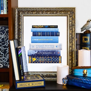 Wizard Raven House Book Stack Poster | Book Lovers Wall Art | Gifts for ...
