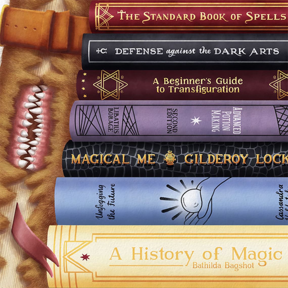 Wizard School Textbooks Book Stack Poster Book Lovers Wall | Etsy