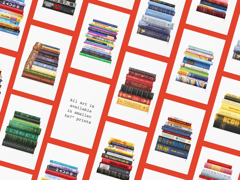 Wizard Badger House Book Stack Poster | Book Lovers Wall Art | Gifts ...