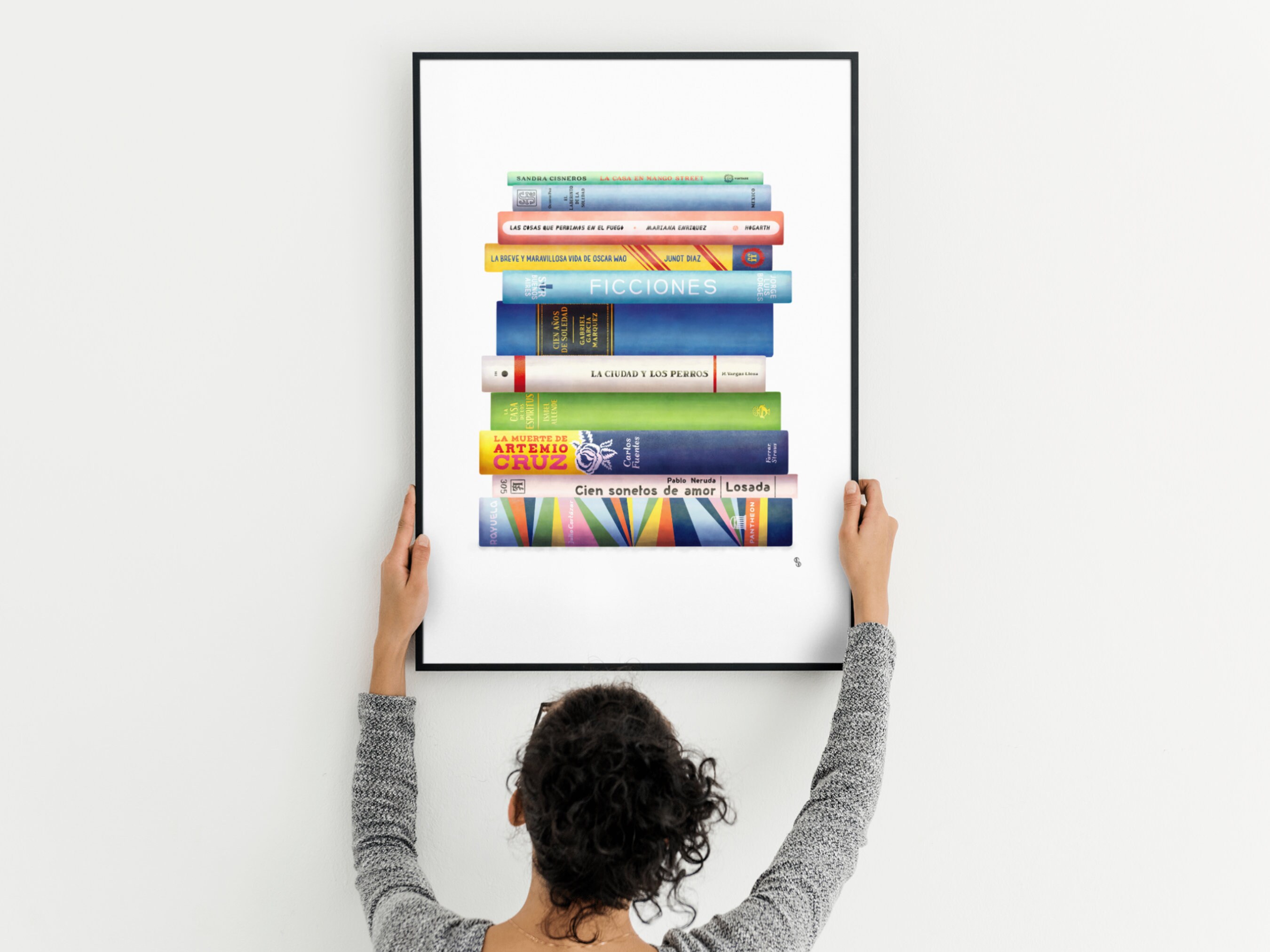 Spanish Language Book Stack Art Print Magical Realism - Etsy.de