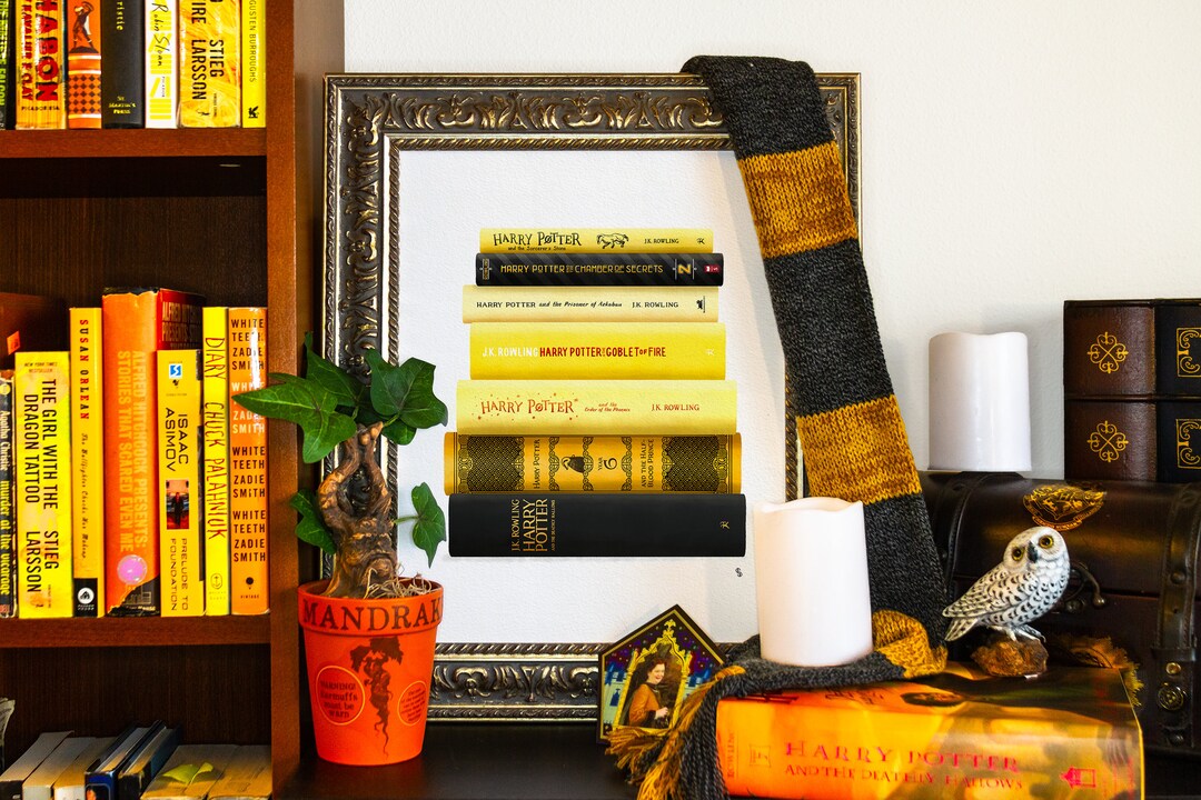 Wizard Badger House Book Stack Poster | Book Lovers Wall Art | Gifts ...