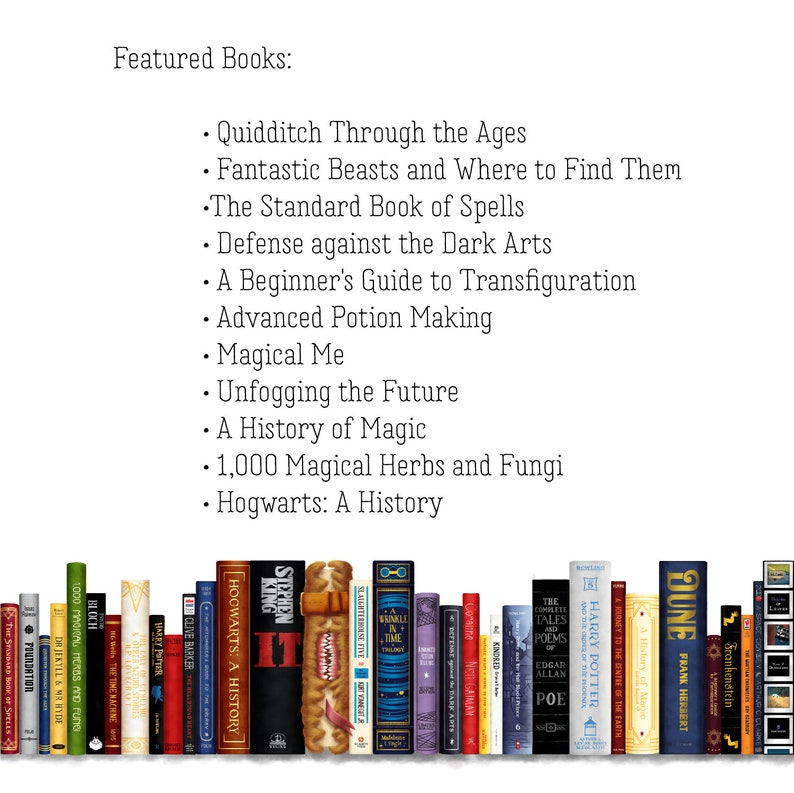 Wizard School Textbooks Book Stack Poster | Book Lovers Wall Art ...