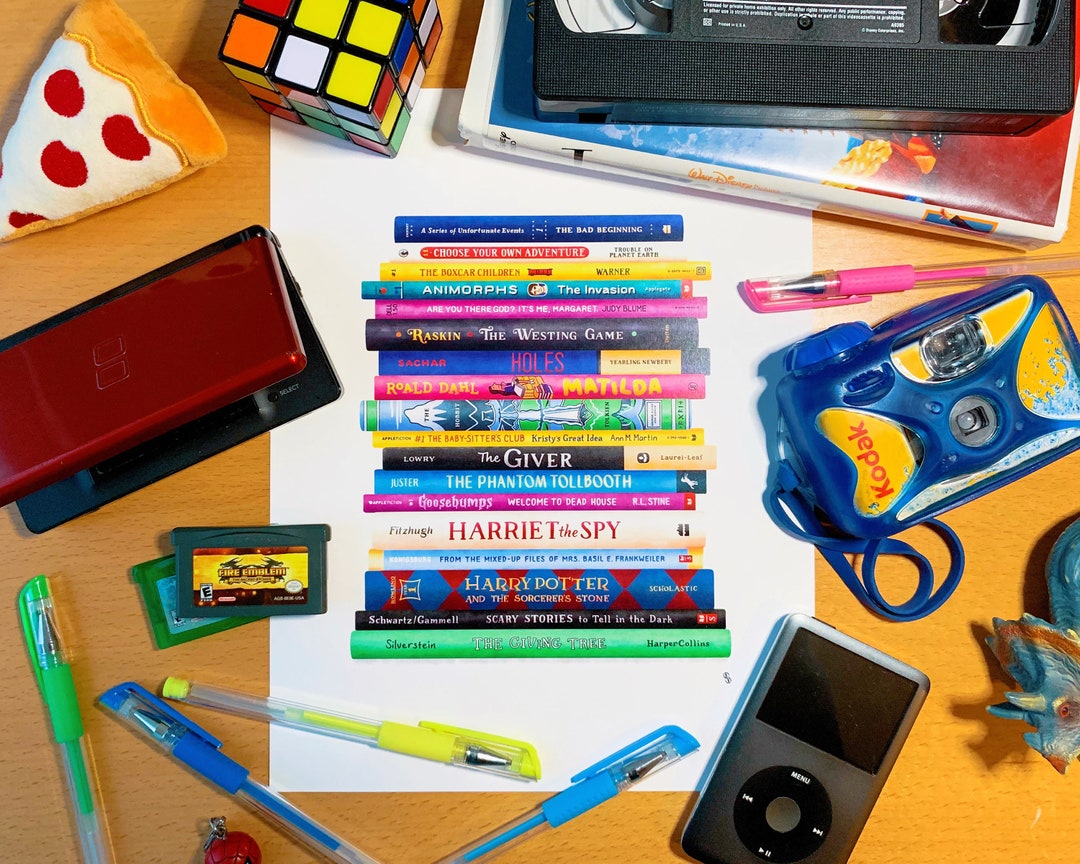 Buy YA Kid's Book Stack Art Print Kids Room Decor Gifts for Book Lovers ...