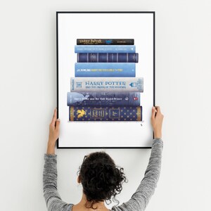 Wizard Raven House Book Stack Poster | Book Lovers Wall Art | Gifts for ...