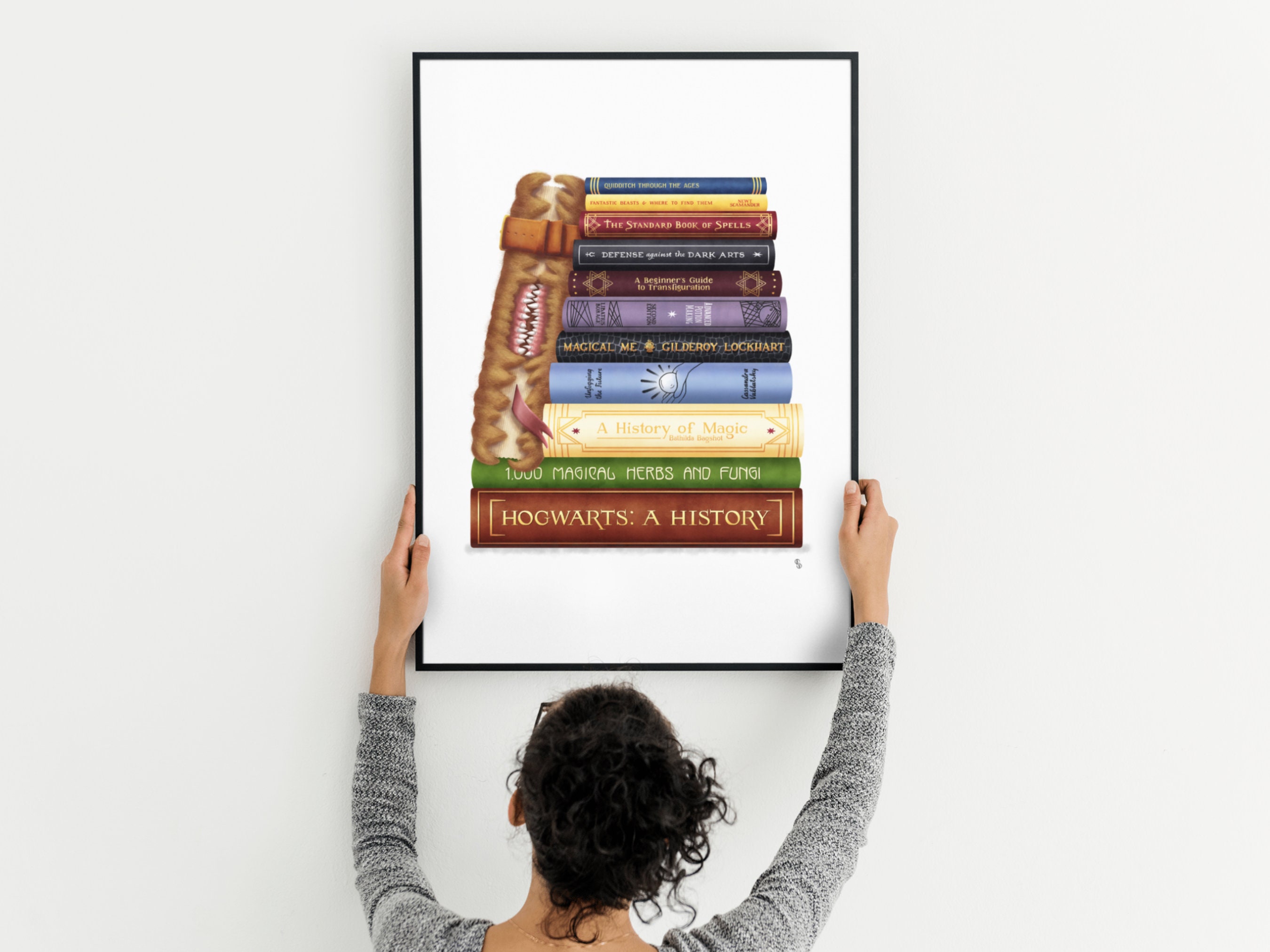 Wizard School Textbooks Book Stack Poster | Book Lovers Wall Art ...