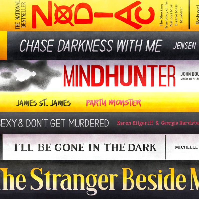 True Crime Book Stack Art Print | Gifts for Readers | Book Lover Wall ...