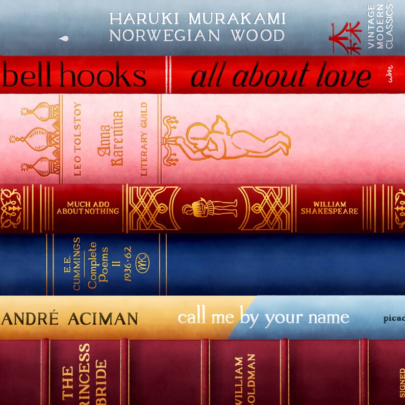 Love Story Book Stack Art Print Romance Novel Gifts for Readers ...