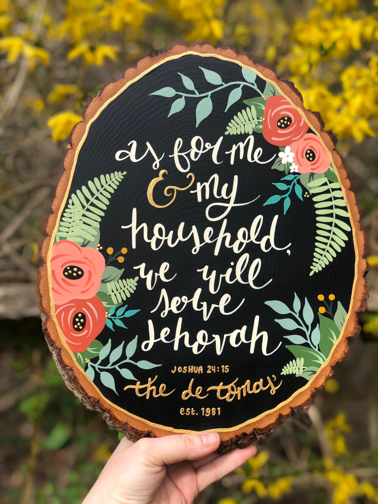 Custom Family Name// Joshua 24:15 Scripture Sign // Wood Sign Hand ...