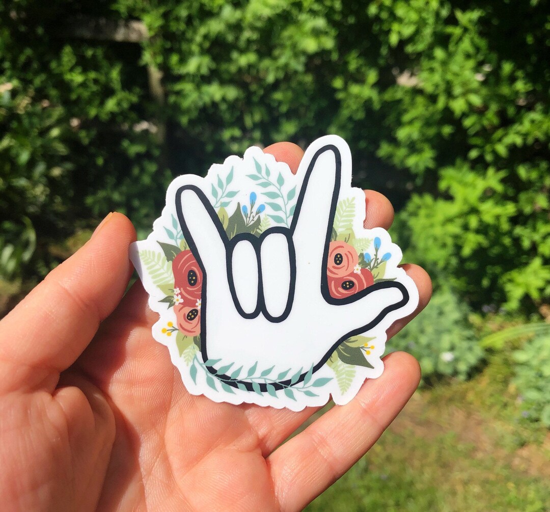 ASL Love Vinyl Sticker // Floral - Etsy