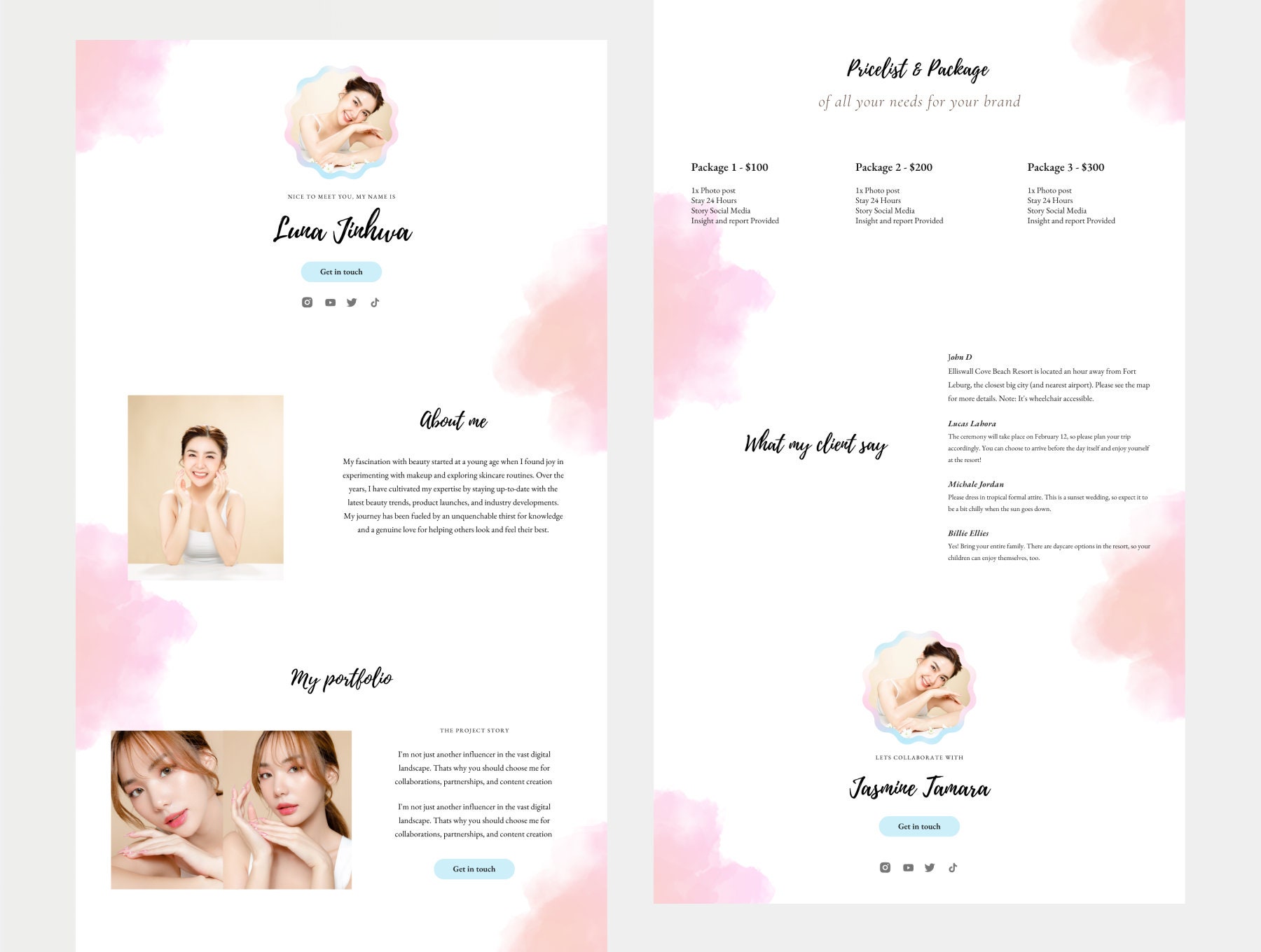 UGC Portfolio Website Template Canva for Media Kit Influencer Portfolio ...