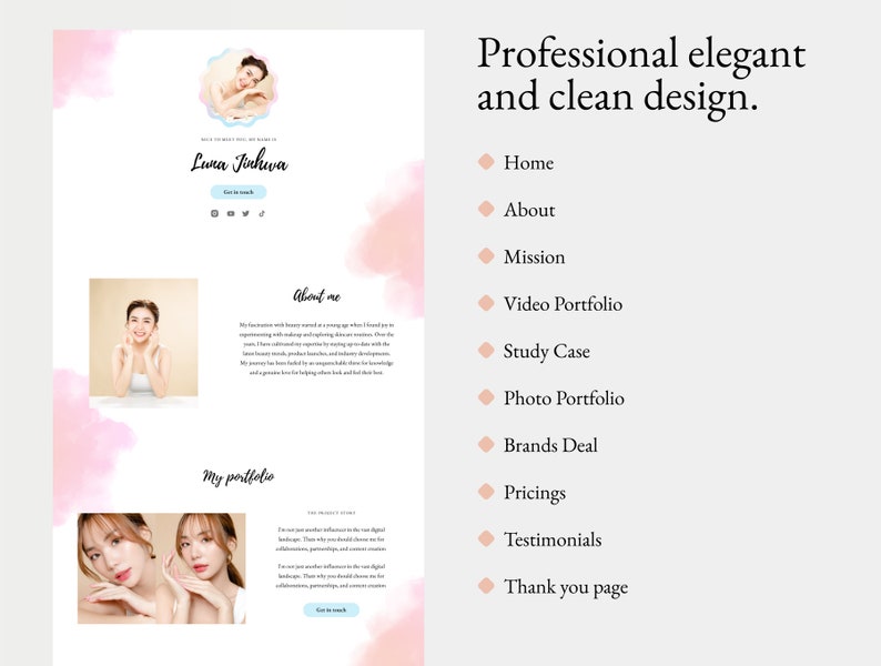 UGC Portfolio Website Template Canva for Media Kit Influencer Portfolio ...