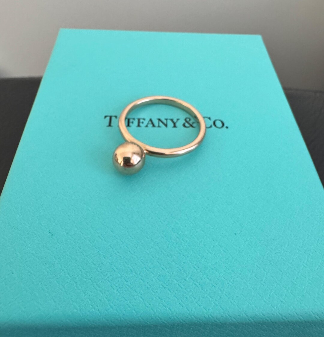 Tiffany Co 18k Rose Gold Small Hardware Ball Stackable Ring Size 9.25 ...