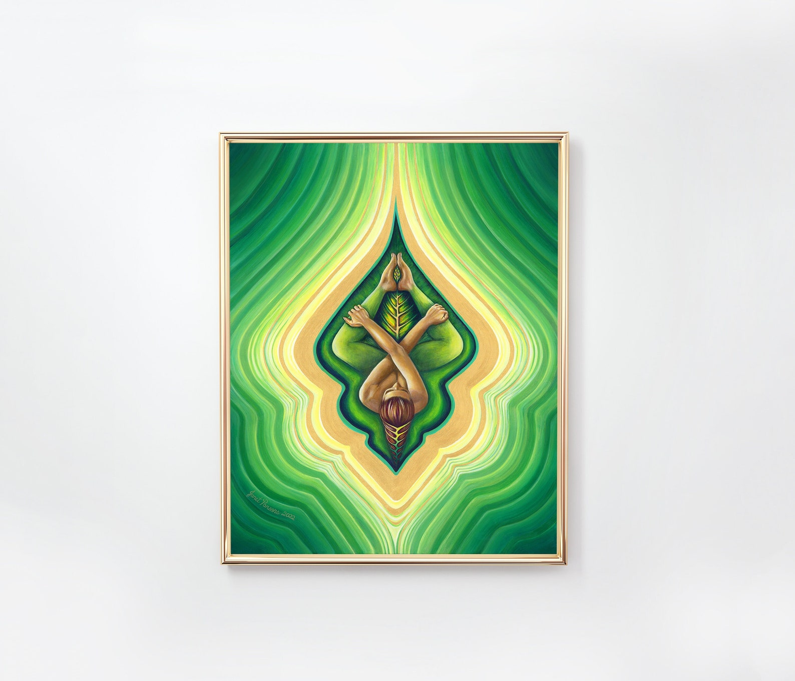 Leaf Goddess Art Print: Green Abstract Artwork, Rebirth Painting - Etsy