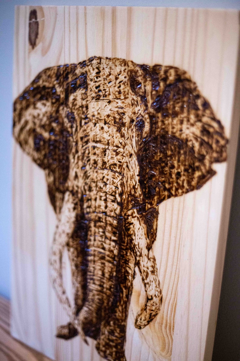 Wood Elephant Art - Wood Burning - Decor, House Decor, Rustic Decor ...