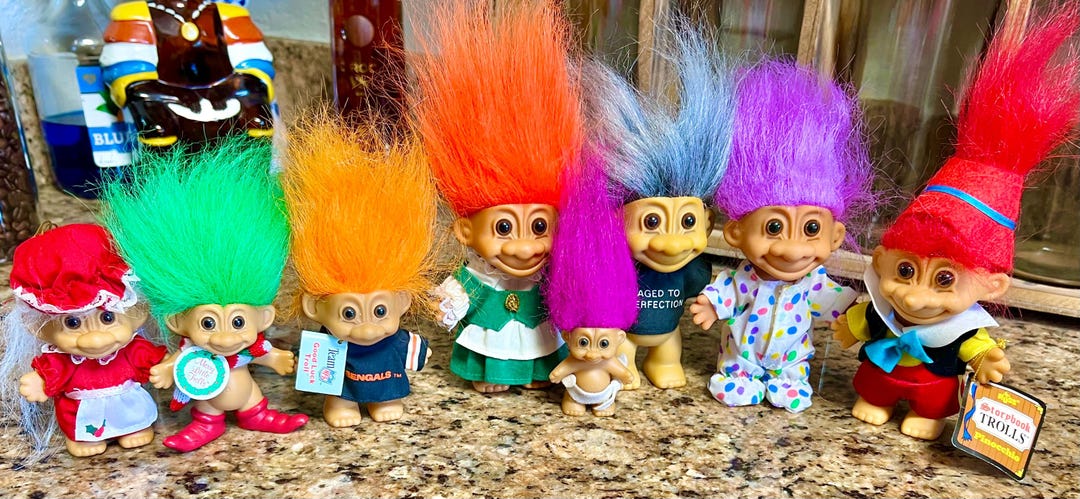 Russ Troll 90s Lot of 8. All Original. 4 , 3 and 2 Sizes. Elf Christmas ...