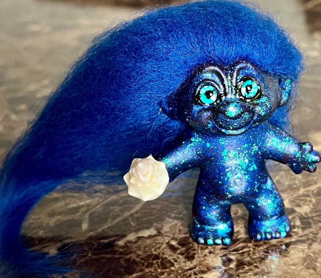 Dam Troll Sea Nymph OOAK 3 Ocean Figure. Glass Eyes and Wool Hair - Etsy