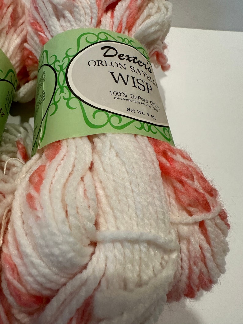 Lot of 2 Vintage Lee Ward's Dexter's Orlon Sayelle Wisp Yarn Pink/white ...