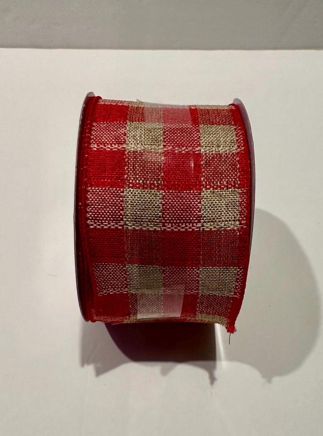 Celebrate It Buffalo Check Wired Ribbon. Red & Tan 2.5" X 25 Ft. - Etsy