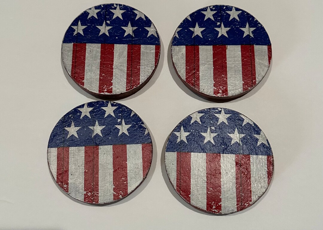 Set of 4 Handmade Patriotic Cement Coasters - Etsy