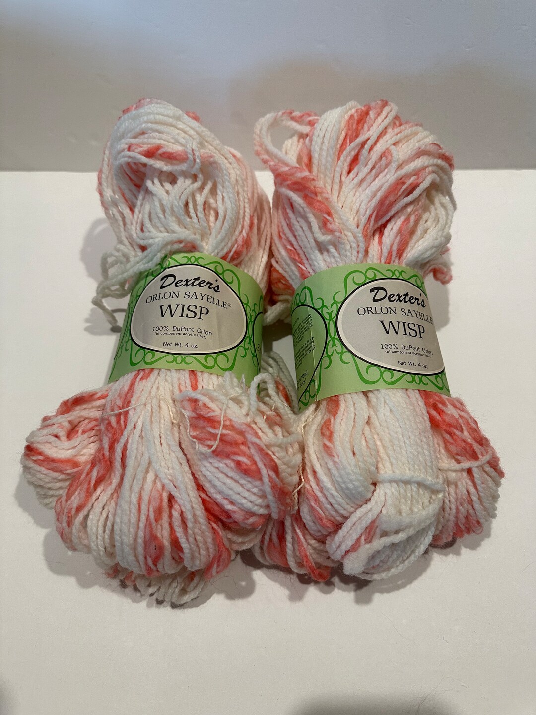Lot of 2 Vintage Lee Ward's Dexter's Orlon Sayelle Wisp Yarn Pink/white ...