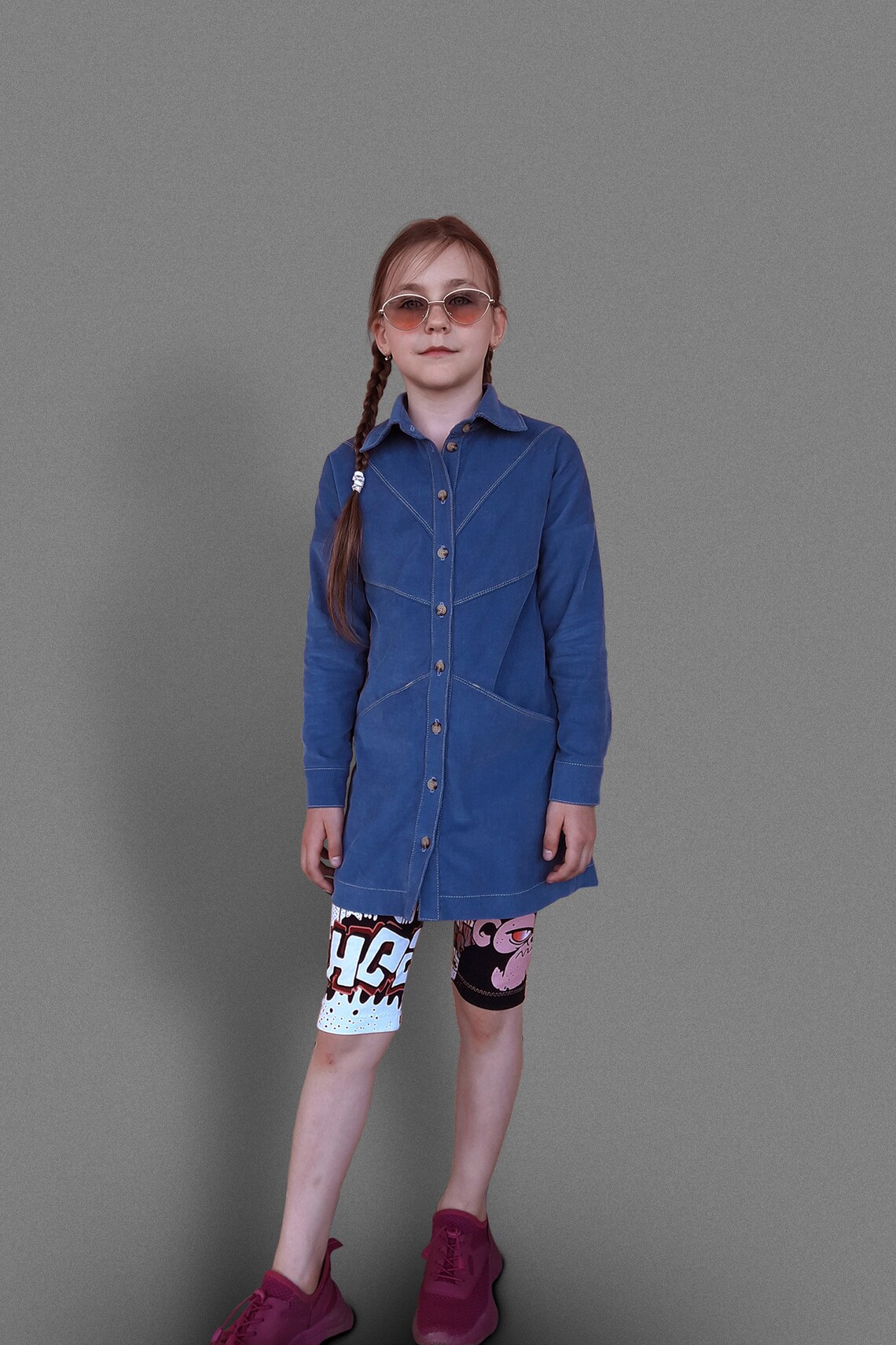 Shirt Dress PDF Pattern for Girls, Button-down Dress, Color Block ...