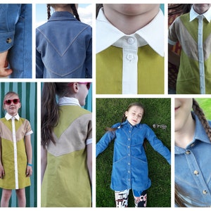 Shirt Dress PDF Pattern for Girls, Button-down Dress, Color Block ...