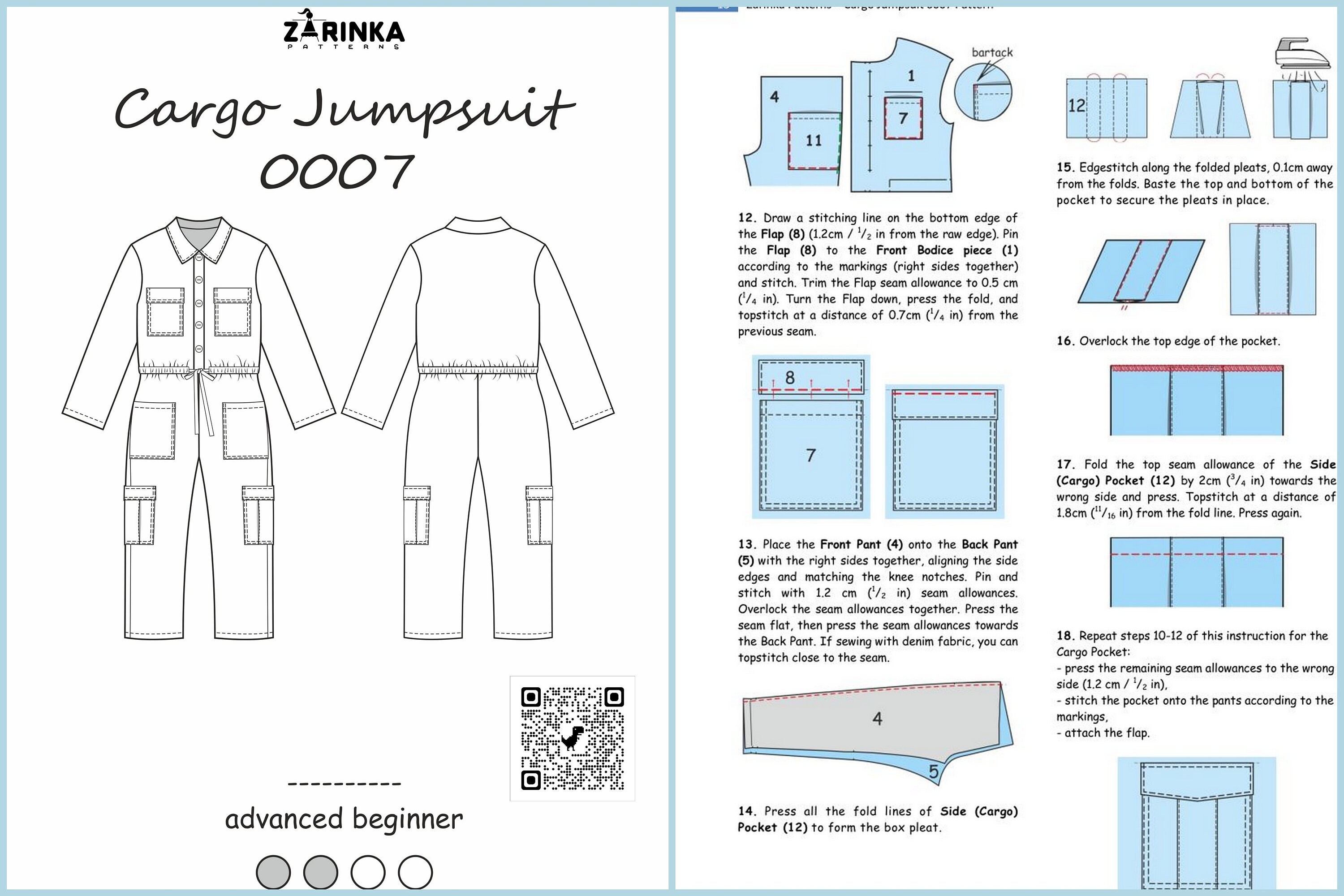The Cargo Jumpsuit Pattern for Girls // // Tween and Teen // Sizes 140 ...
