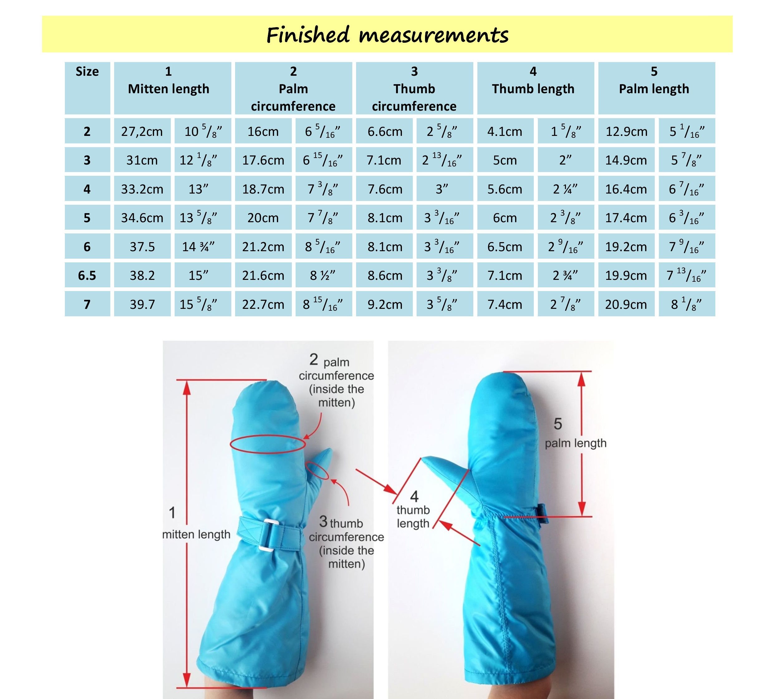 Winter Mittens PDF Pattern for Children, Teens and Women, Detailed Step ...