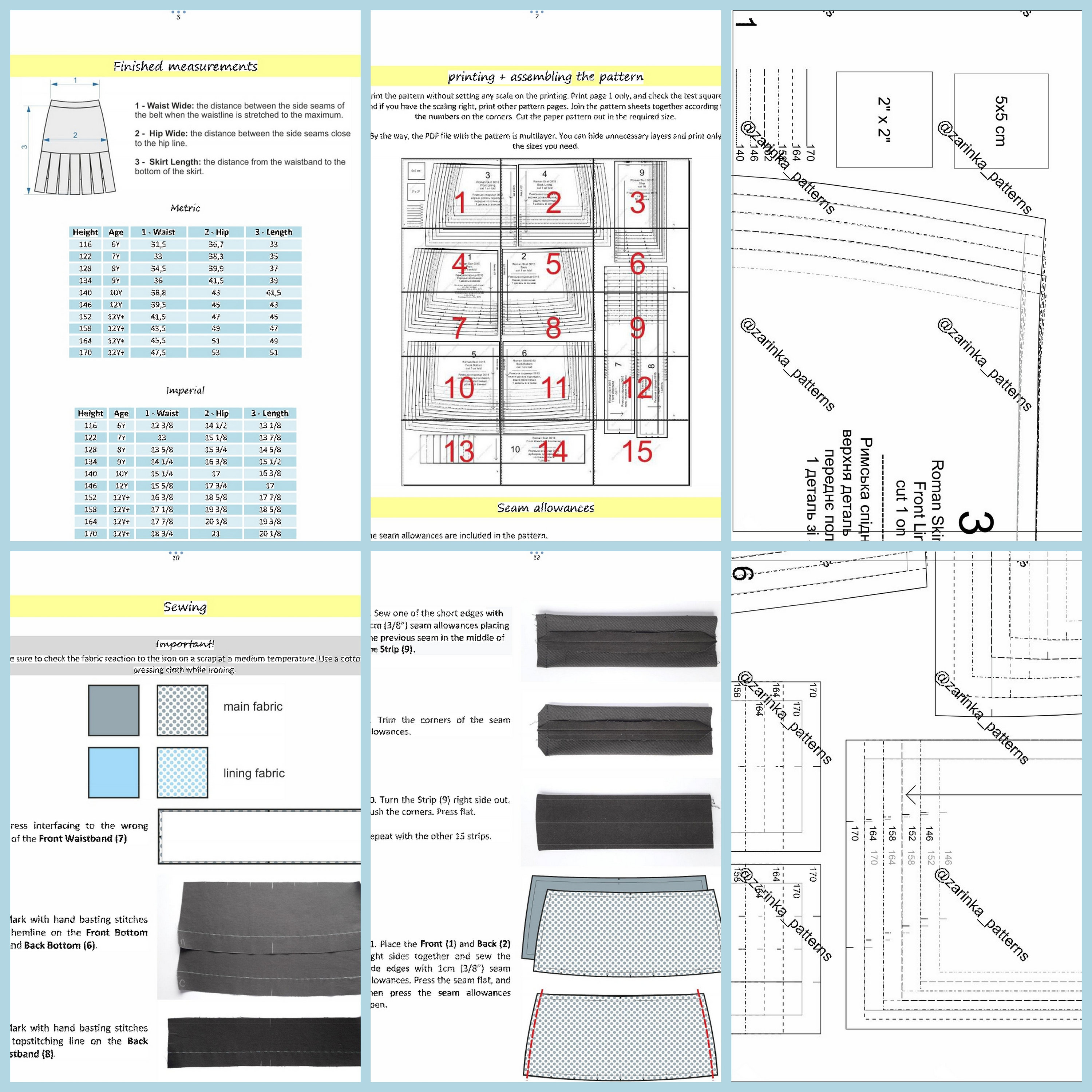 School Skirt Pattern, Roman Skirt PDF Pattern for Girls, Whirl Skirt ...
