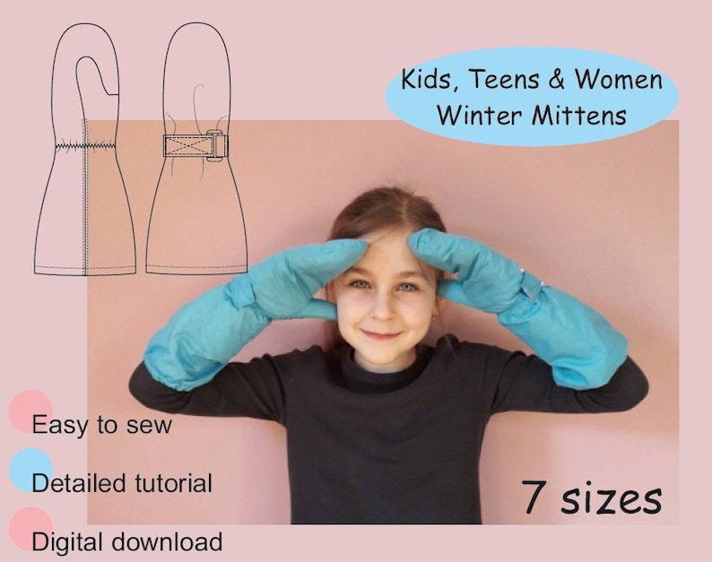 Winter Mittens PDF Pattern for Children, Teens and Women, Detailed Step ...