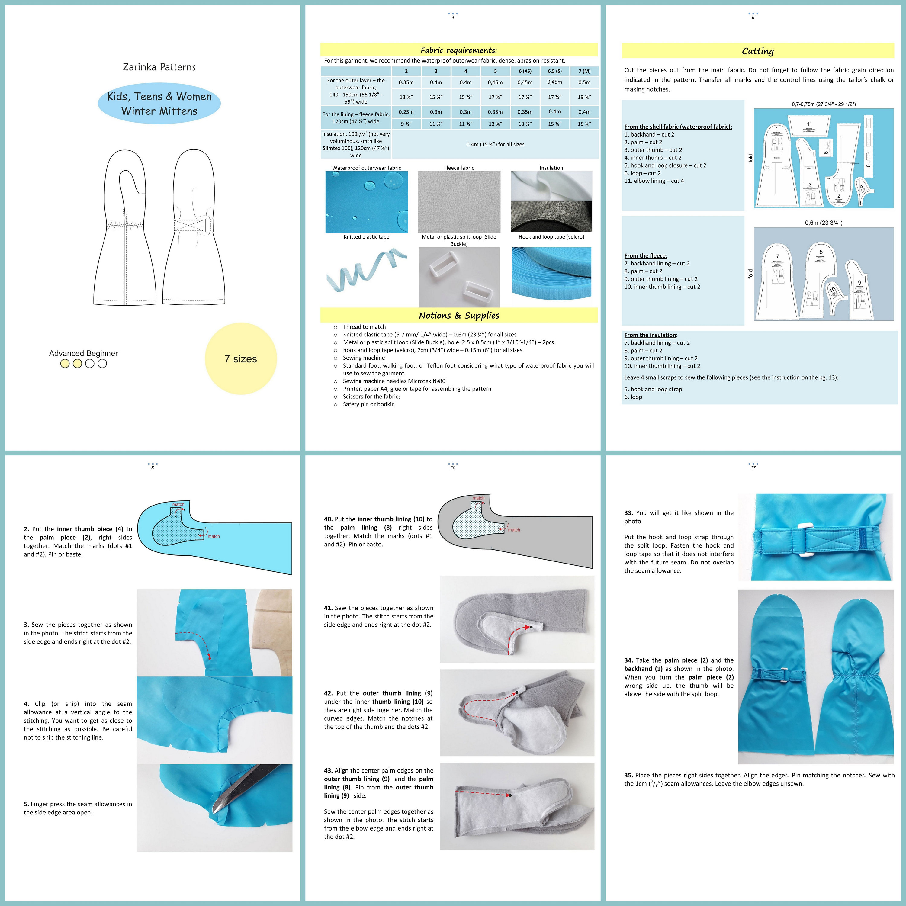 Winter Mittens PDF Pattern for Children, Teens and Women, Detailed Step ...
