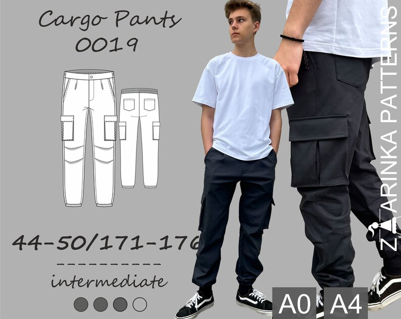 The Cargo Pants PDF Sewing Pattern for Teens and Men, Digital Download ...