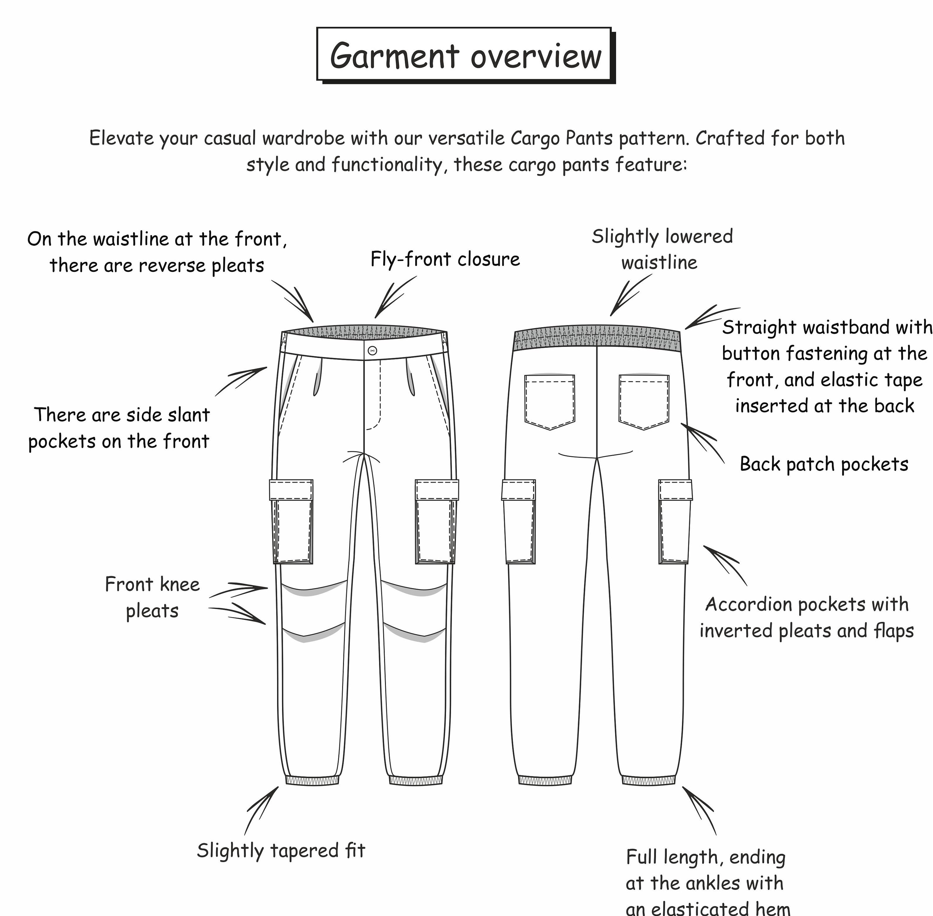 The Cargo Pants PDF Sewing Pattern for Teens and Men, Digital Download ...