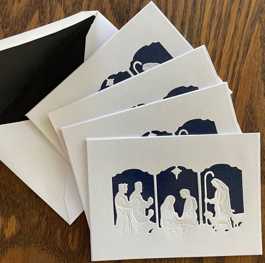 Nativity Scene Cards-christmas Cards-set or 4 - Etsy