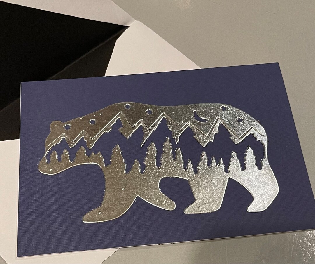 Bear With Mountain Cutout-card Set of 4 - Etsy