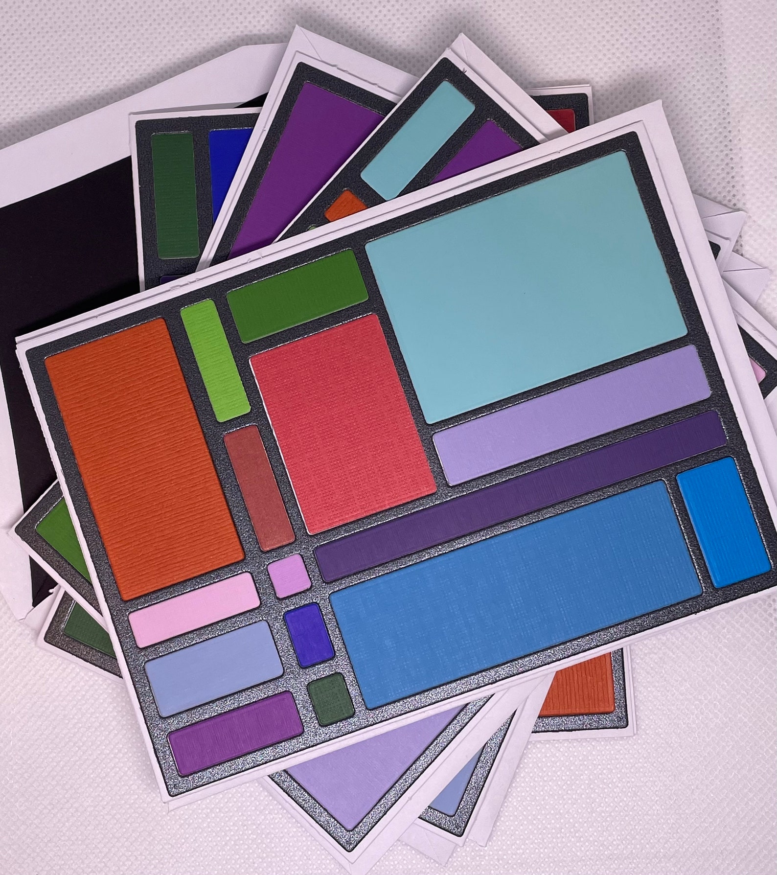 Patchwork Cards--set of 4 - Etsy