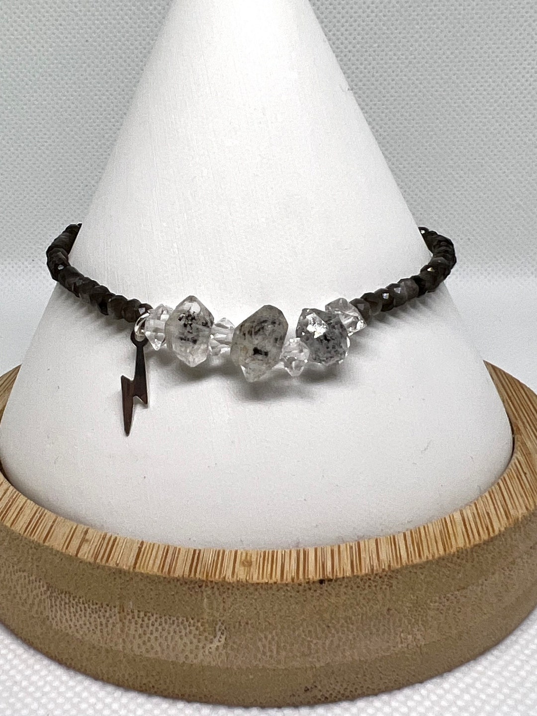 Dark Gray Obsidian With Salt and Pepper Herkimer Diamond, Clear ...