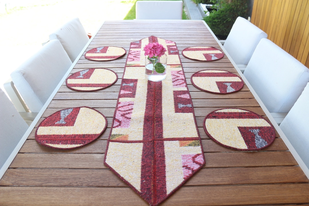 Rug Table Runner and Set of Six Supla, Kitchen Decor, Service Rug ...